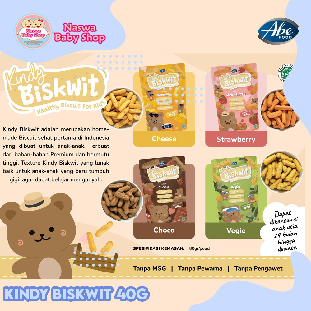 Jual Abe Food Kindy Biskwit Snack Sehat Anak Tanpa MSG & Pengawet 40g ...