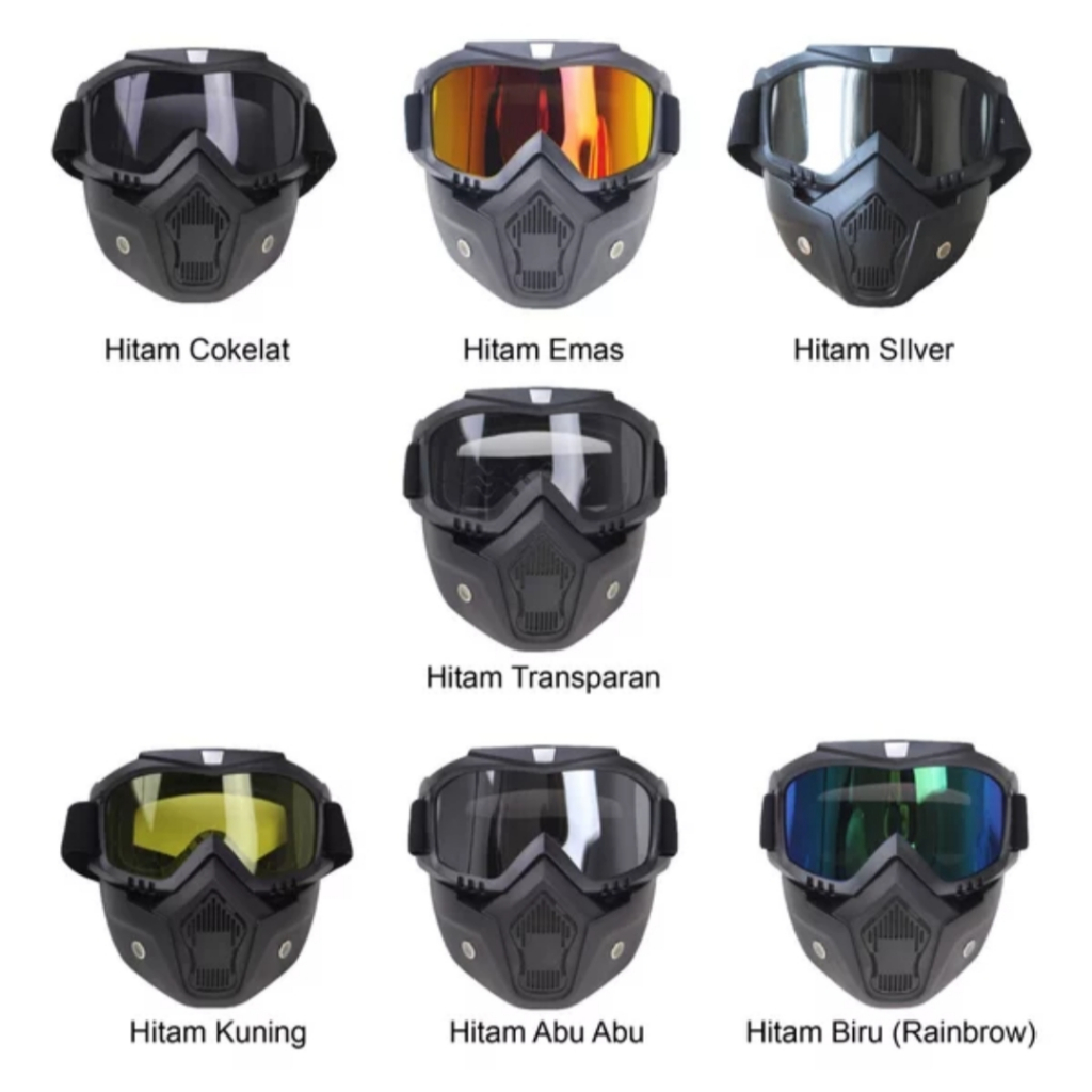 Jual Masker topeng helm muka retro penutup wajah topeng kaca helm motor ...