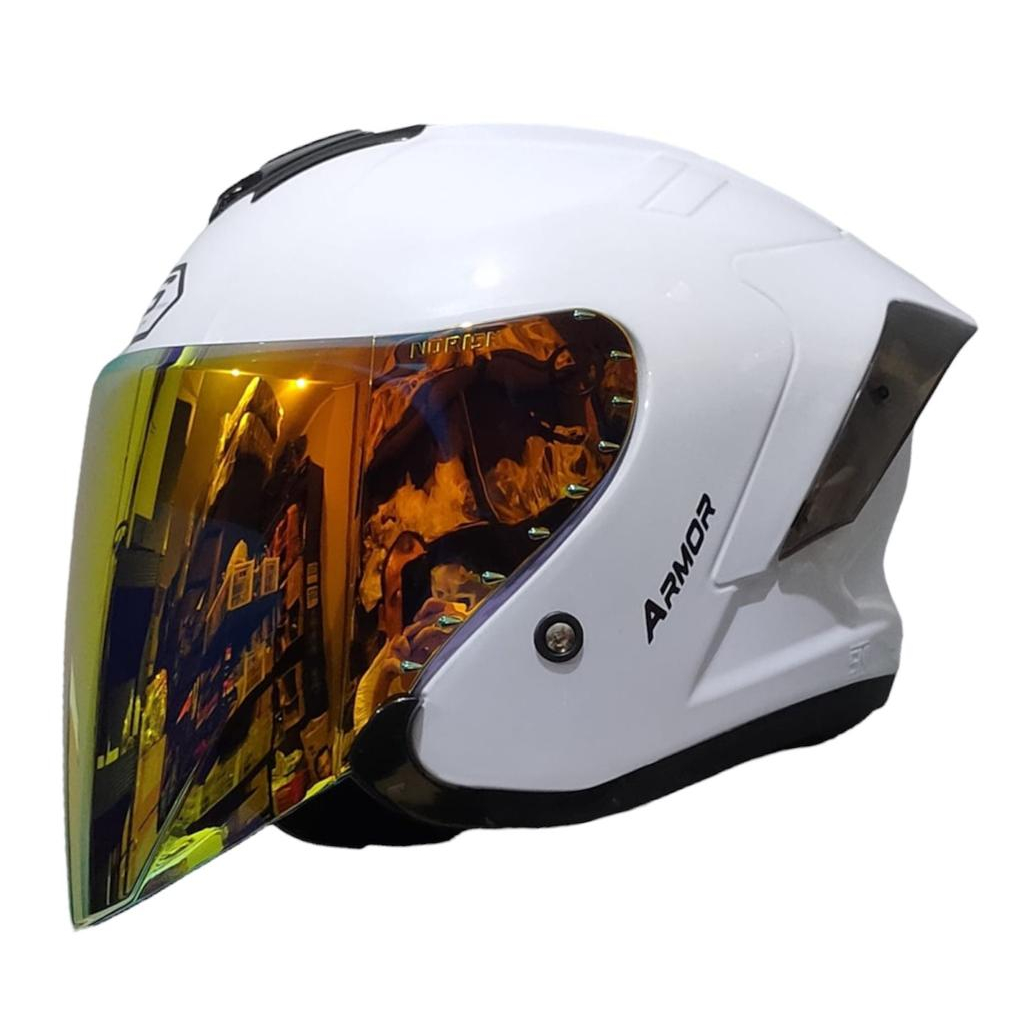 Jual Helm Half Face JS ARMOR White Glossy SNI Original 100% Realpict ...