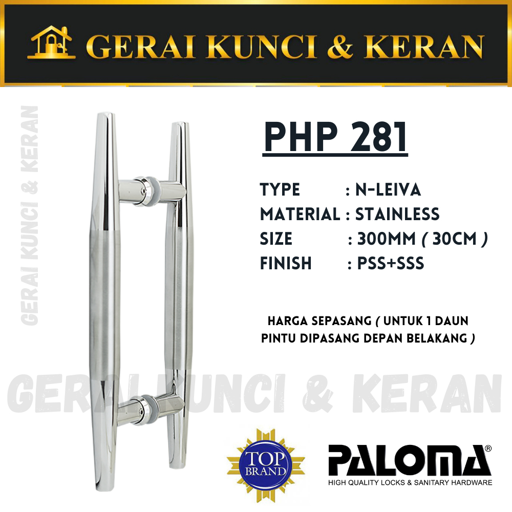 Jual PALOMA PHP 281 N-LEIVA 300MM 30CM Tarikan Handle Gagang Pintu Pull ...
