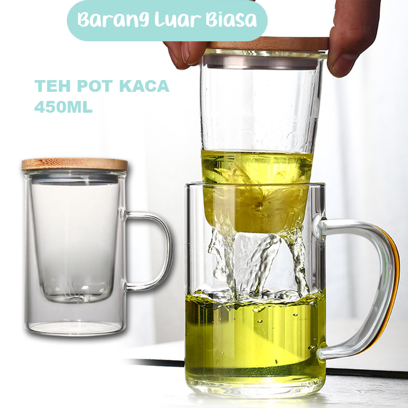 Jual BLB Tea Pot Kaca Teko Teh Pitcher Pemasak Air Dengan Saringan Kaca ...
