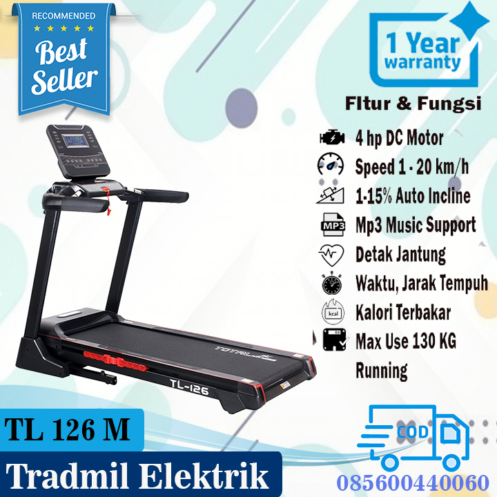Jual Alat Olahraga Workout Alat Fitness Treadmill Electric TL 126 4 HP ...