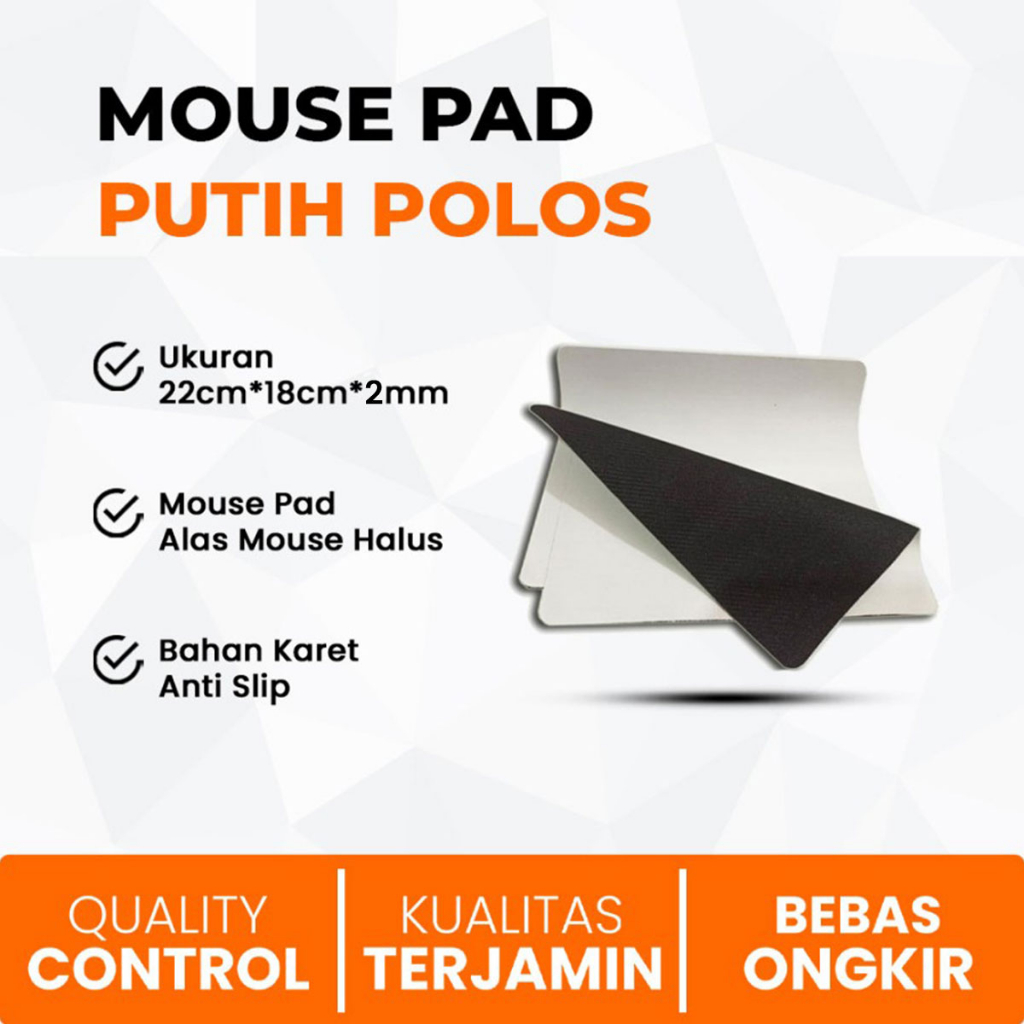 Jual Alas Mouse Pad Anti Slip Mousepad Putih Polos Basic Standar ...