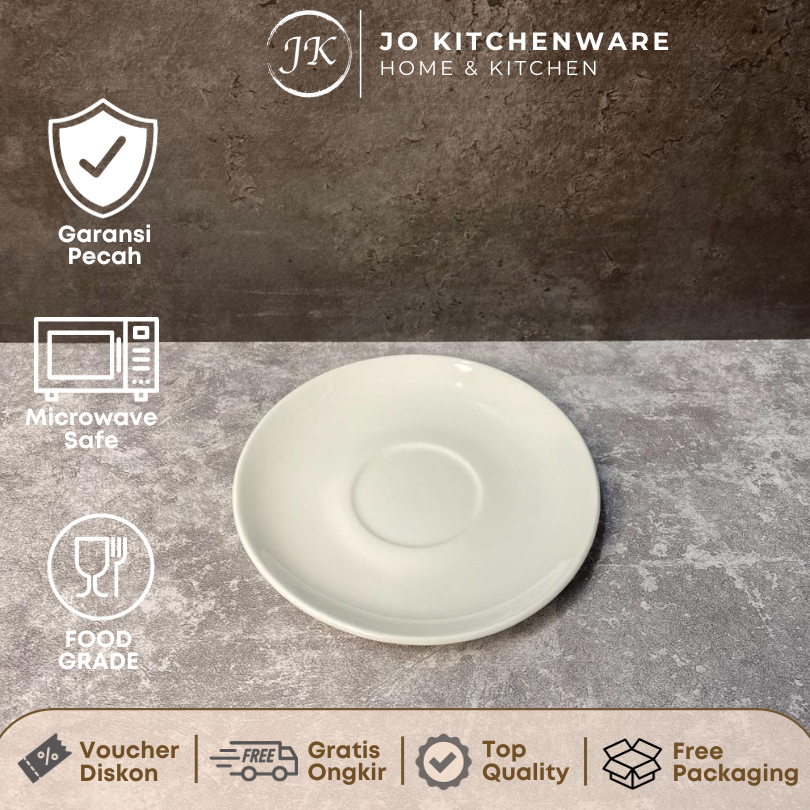 Jual Lepek cangkir keramik putih polos diameter 15 cm / lepek cangkir ...