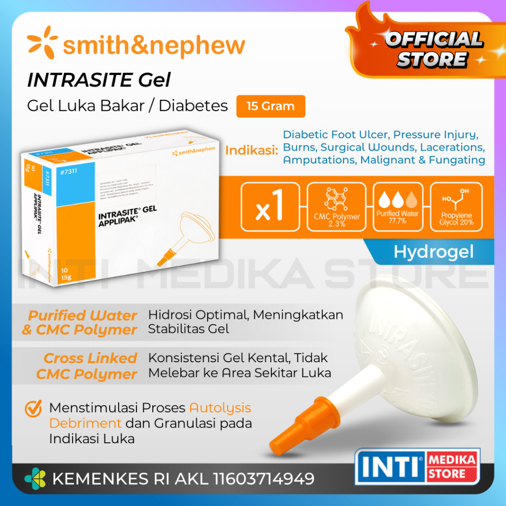 Jual SMITH & NEPHEW - Intrasite Gel 15gr | Gel Luka Bakar Luka Diabetes ...