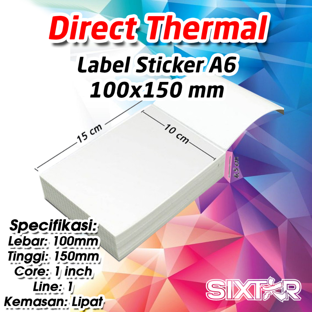 Jual Direct Thermal Label Sticker 100x150 mm 100 x 150 A6 1Line Lipat Printer Barcode Resi ...