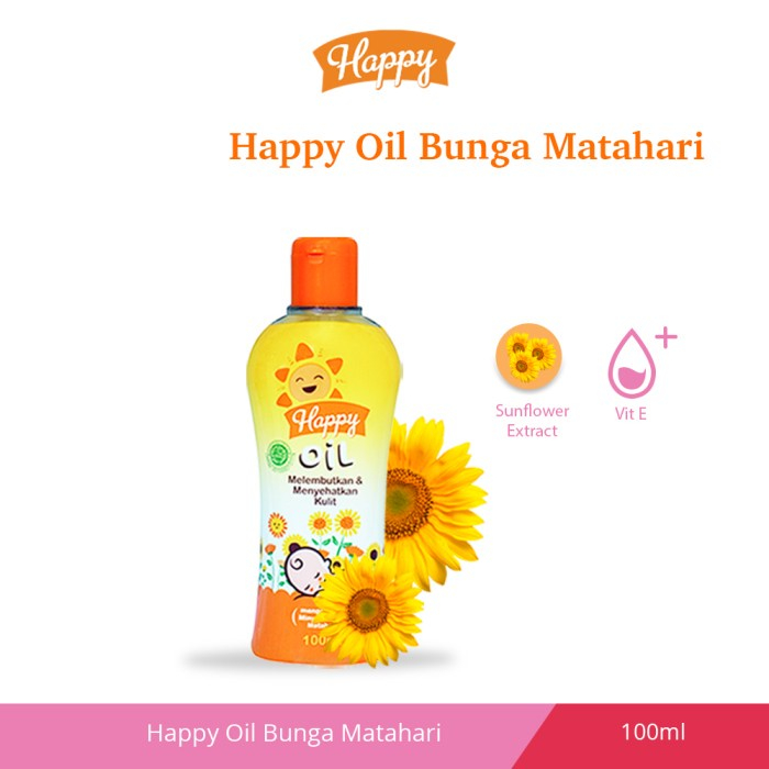 Jual Happy Oil Bunga Matahari 100ml (Minyak Pijat Bayi) | Shopee Indonesia
