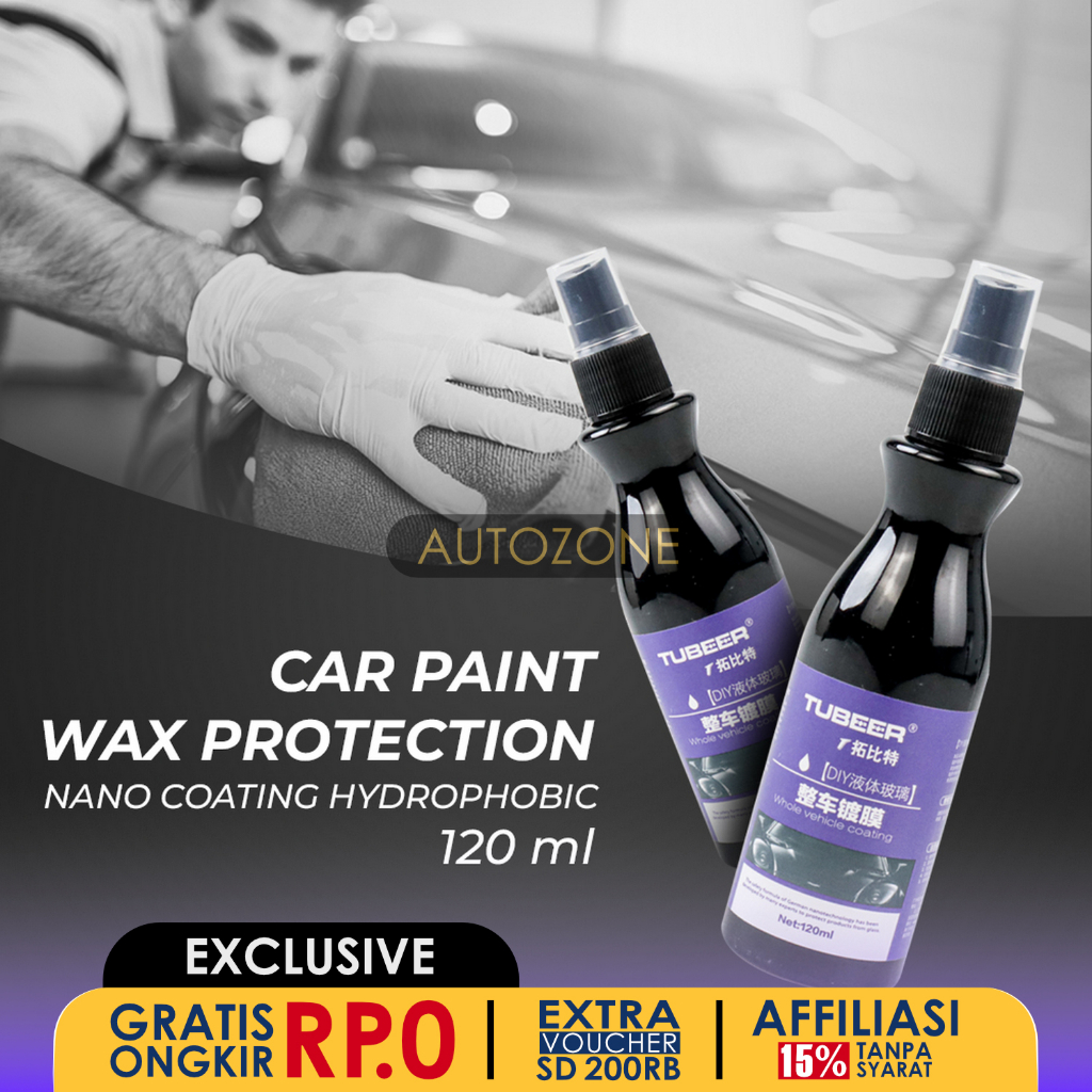 Jual TUBEER Spray Nano Coating Hydrophobic Car Paint Wax Protection 120 ml - DF-99 - Black ...