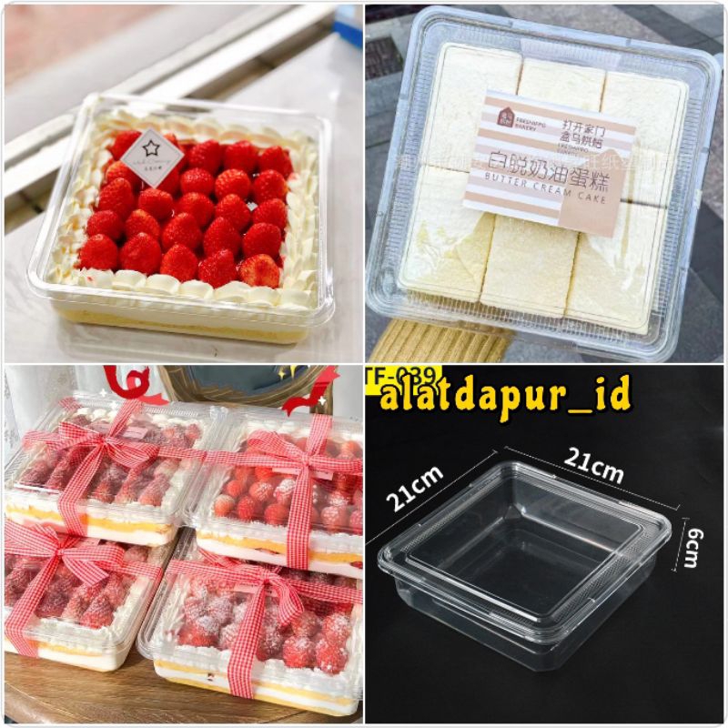 Jual 10pcs tray mika kue 21cm box mika dessert kotak mika cake dessert ...