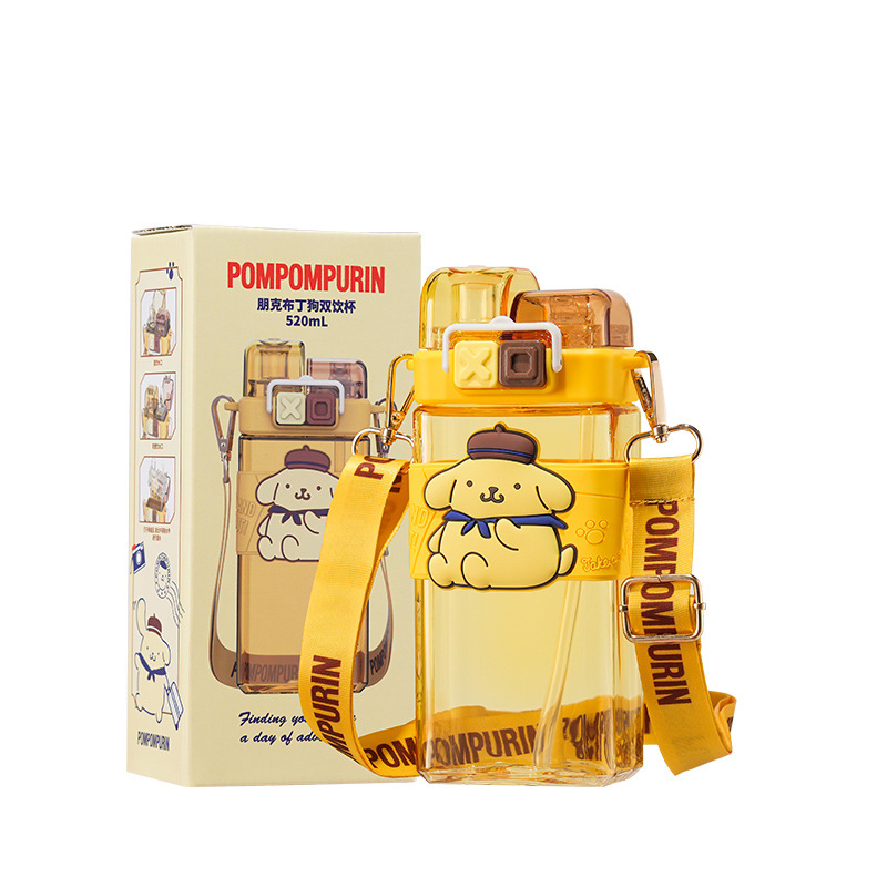 Jual Botol Minum Anak 2in1 Tritan SANRIO 520ml Botol Teguk Sedotan ANTI TUMPAH Tali Panjang ...