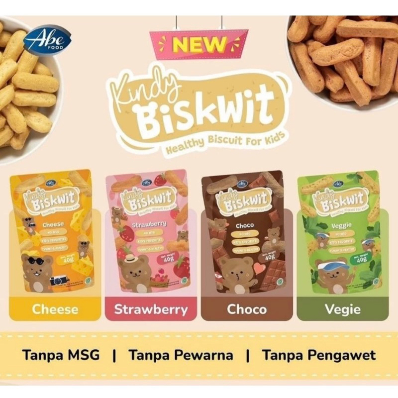 Jual Abe Food Kindy Biskwit Cemilan Sehat Anak-Anak 80gr | Shopee Indonesia