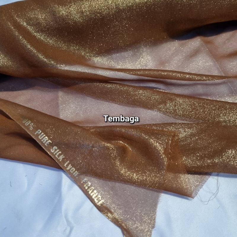 Jual Kain Sifon Sutra Asli / Bahan Chiffon Silk ( Polos Metalic Glitter ...