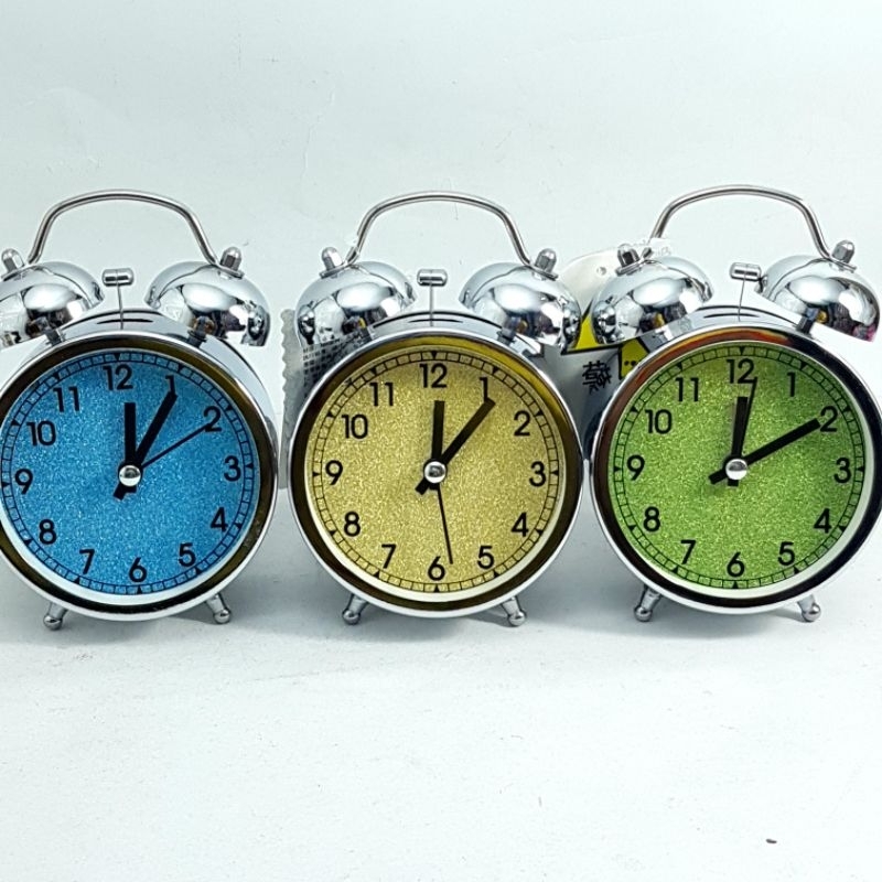 Jual Jam Weker / Jam Meja Beker / Jam Alarm Dering Bulat Silver SA005 ...