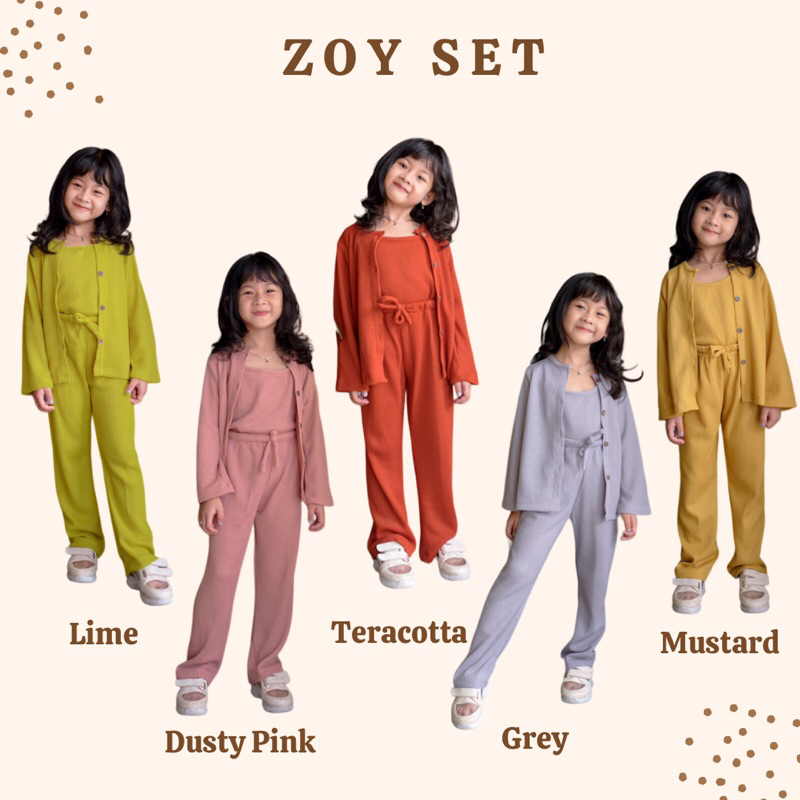 Jual ONE SET ANAK 1-8Thn - ZOY SET - 3PCS (CARDIGAN + TOP + PANTS ...