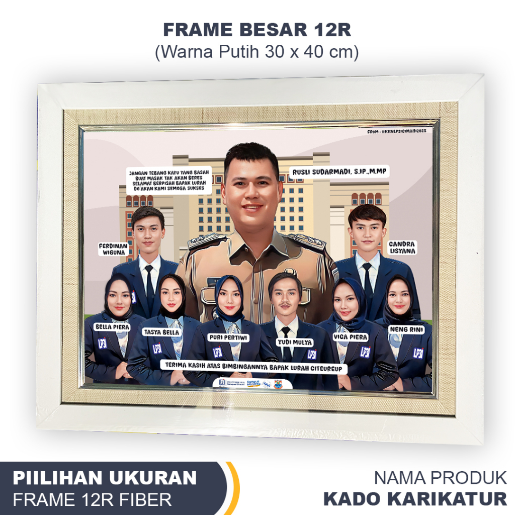 Jual Kado Karikatur Perpisahan Frame Minimalis 12R Besar Putih 30x40cm ...