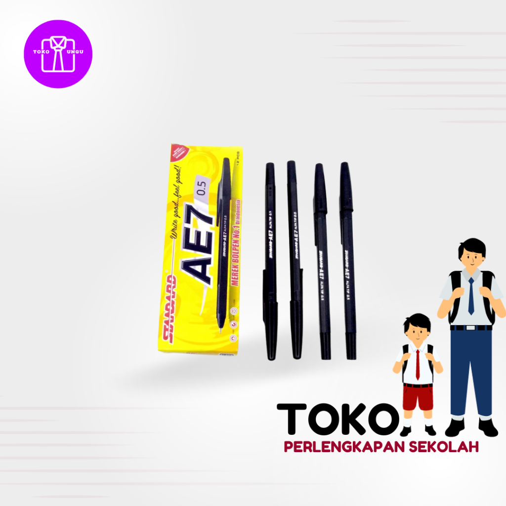 Jual Pulpen standarAE7 0,5 warna merah, biru, hitam | Shopee Indonesia
