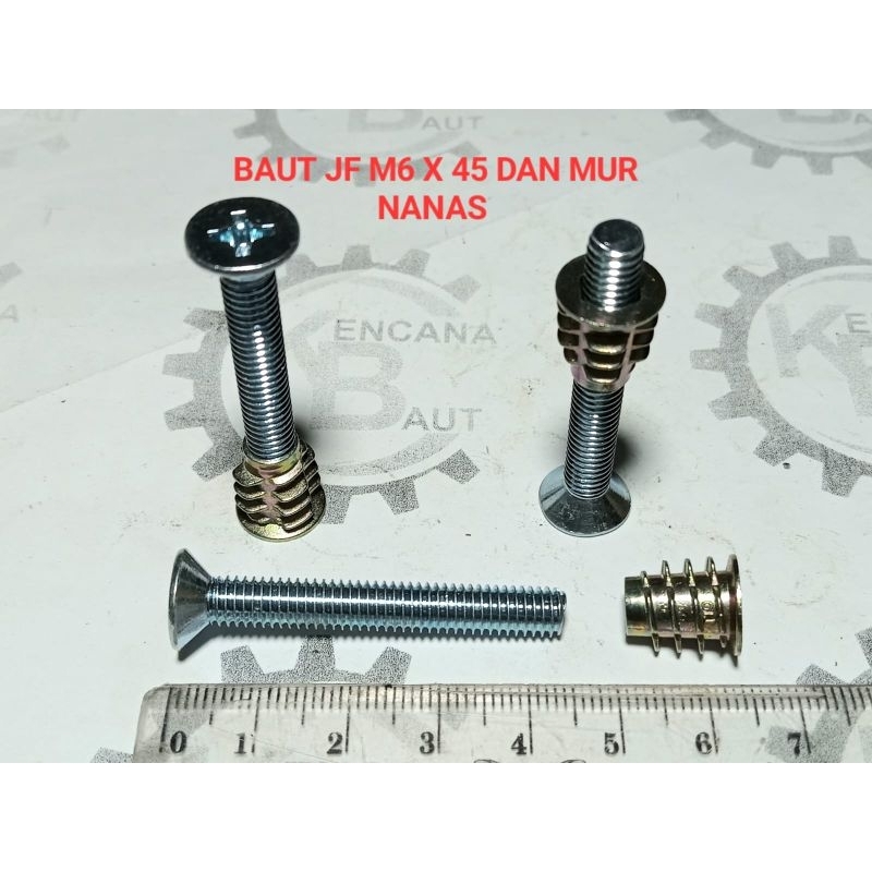 Jual BAUT JF M6 X 45 MM MUR NANAS OD / BAUT MEBEL/ DIPAN / KNOCKDOWN ...