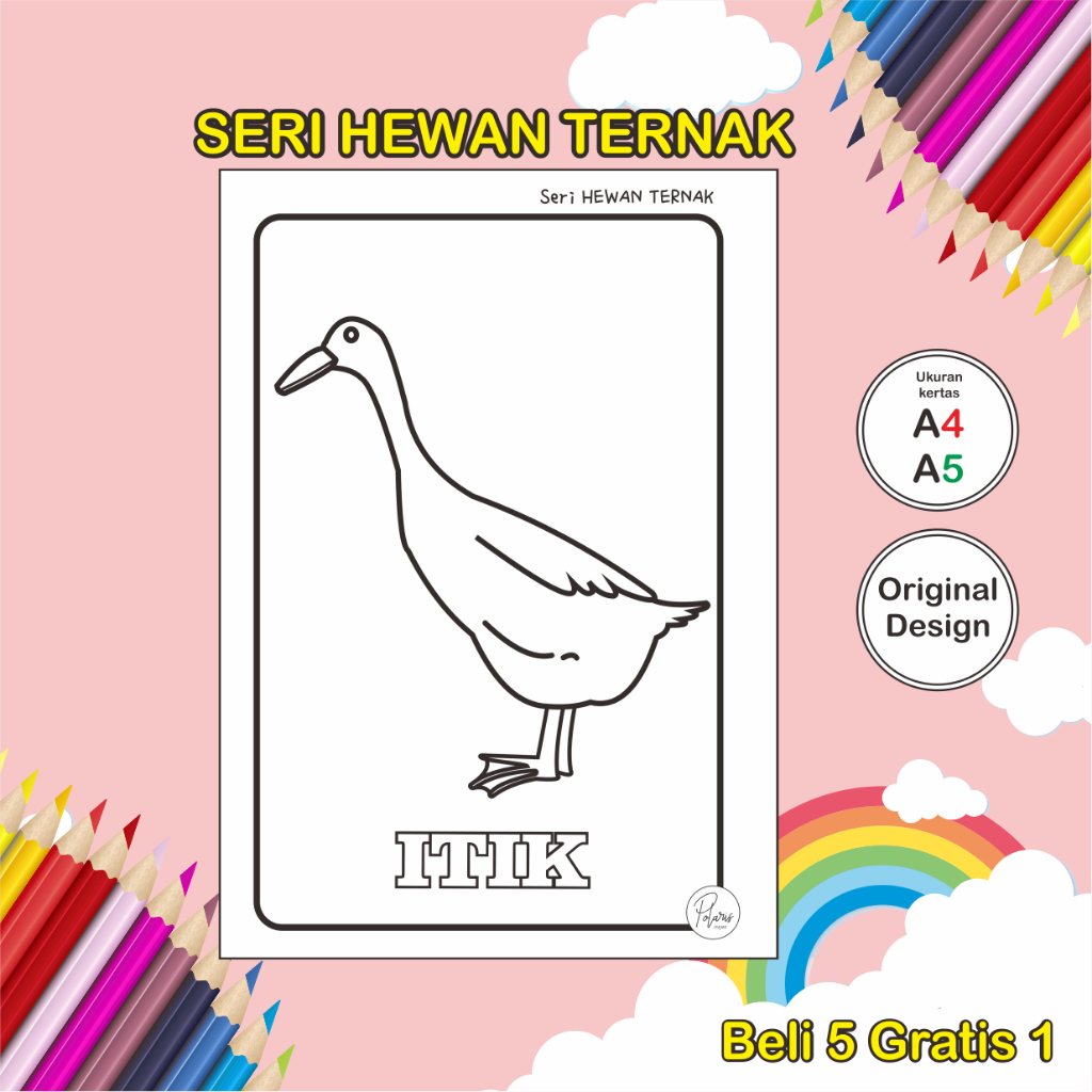 Jual Kertas Mewarnai Anak PAUD/TK seri Hewan Ternak simpel - Gambar ...