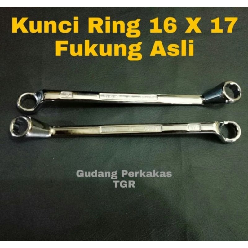 Jual Kunci Ring 16x17 FUKUNG ASLI - Double Offset Ring Spanner Wrench 16MM x 17MM 16 x 17 Tools ...
