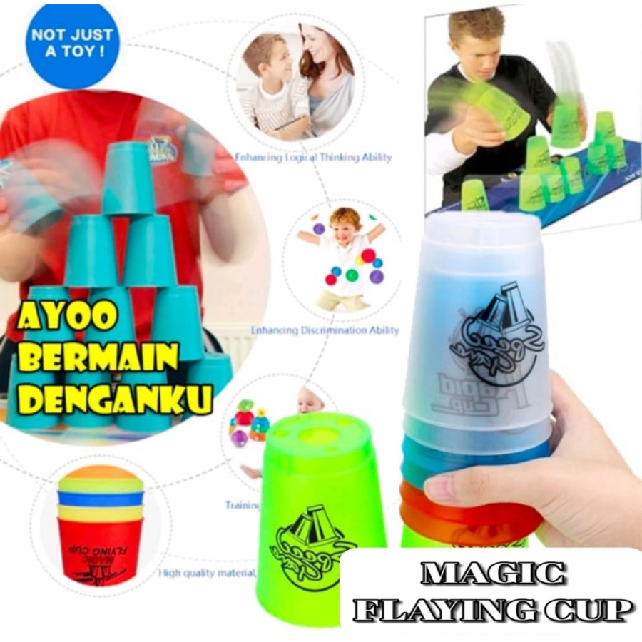 Jual MAGIC FLYING CUP mainan motorik anak susun gelas SNI/ speed cup ...