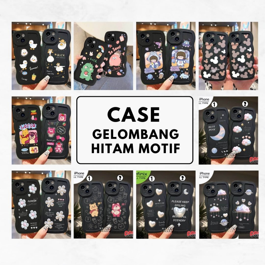 Jual Soft Case Gelombang Hitam For All Type VIVO/OPPO/SAMSUNG/INFINIX ...