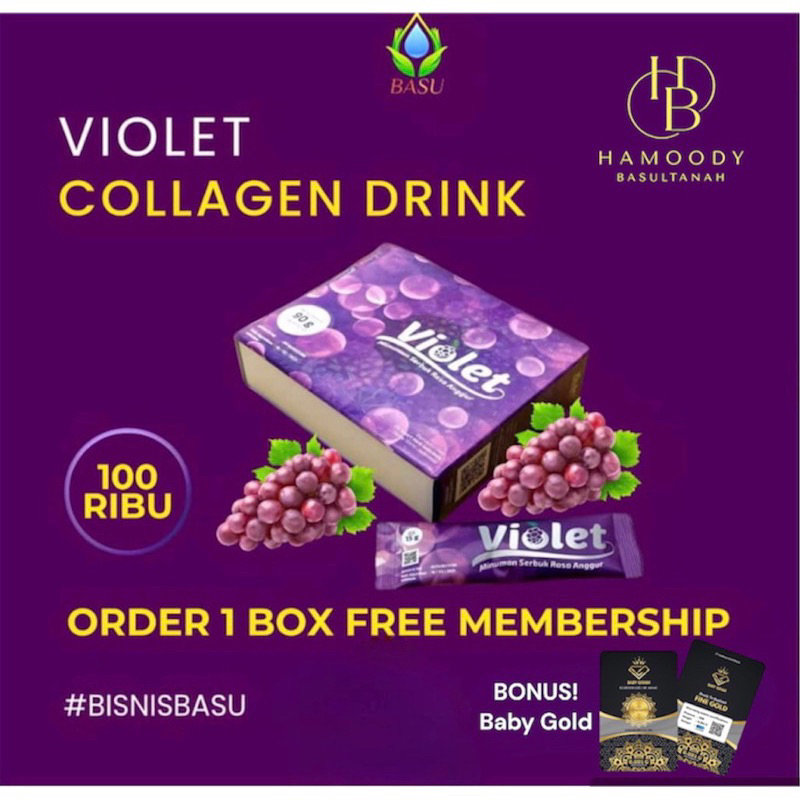 Jual (BASU)1 Box Violet COLLAGEN Drink Herbal Suplemen rasa anggur/viral/murah/diet/bikin kulit ...