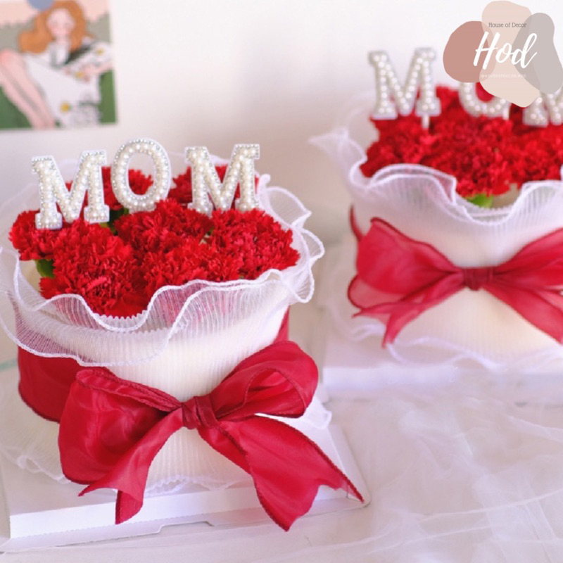 Jual Hiasan Renda Cake Tulisan Mom Model Bouquet Lace Topper Untuk Hari ...