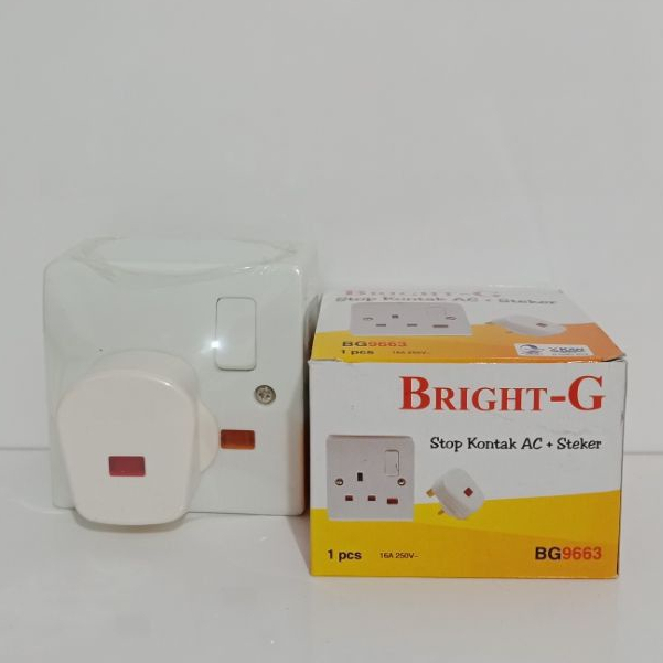 Jual Stop kontak AC + Steker Bright G/ Stop kontak AC Set Bright G BG-9663 | Shopee Indonesia
