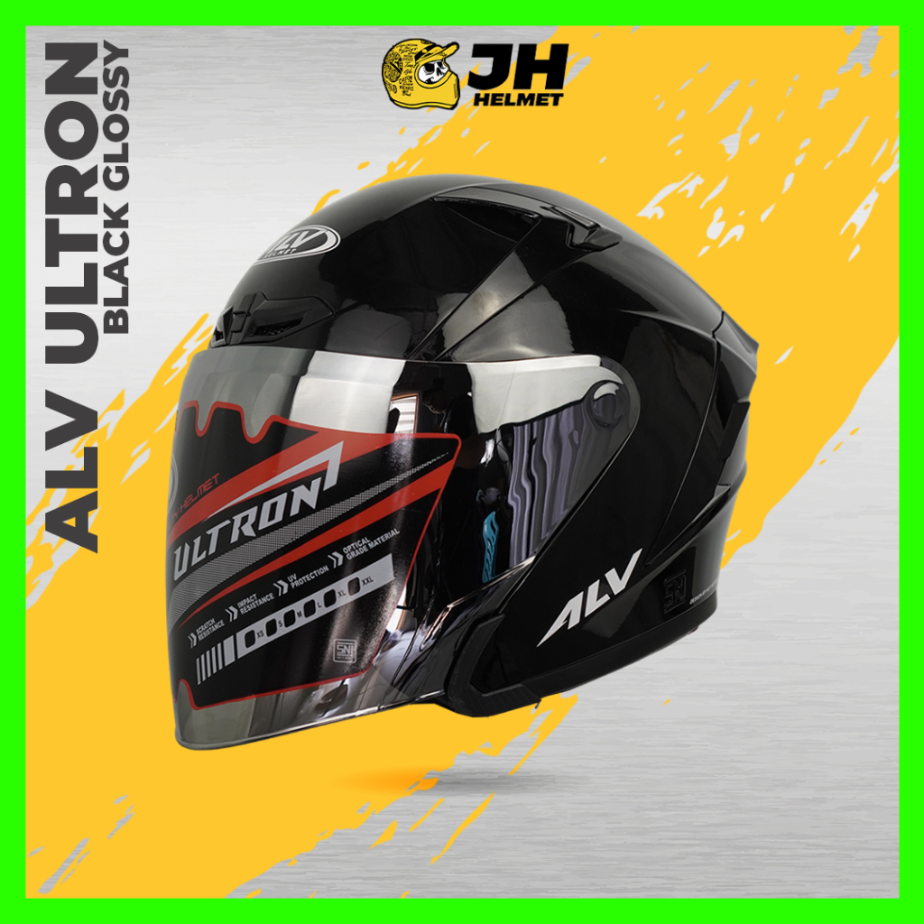 Jual Helm ALV Ultron Solid Black Glossy | Helm Sport | Half Face | Jual ...