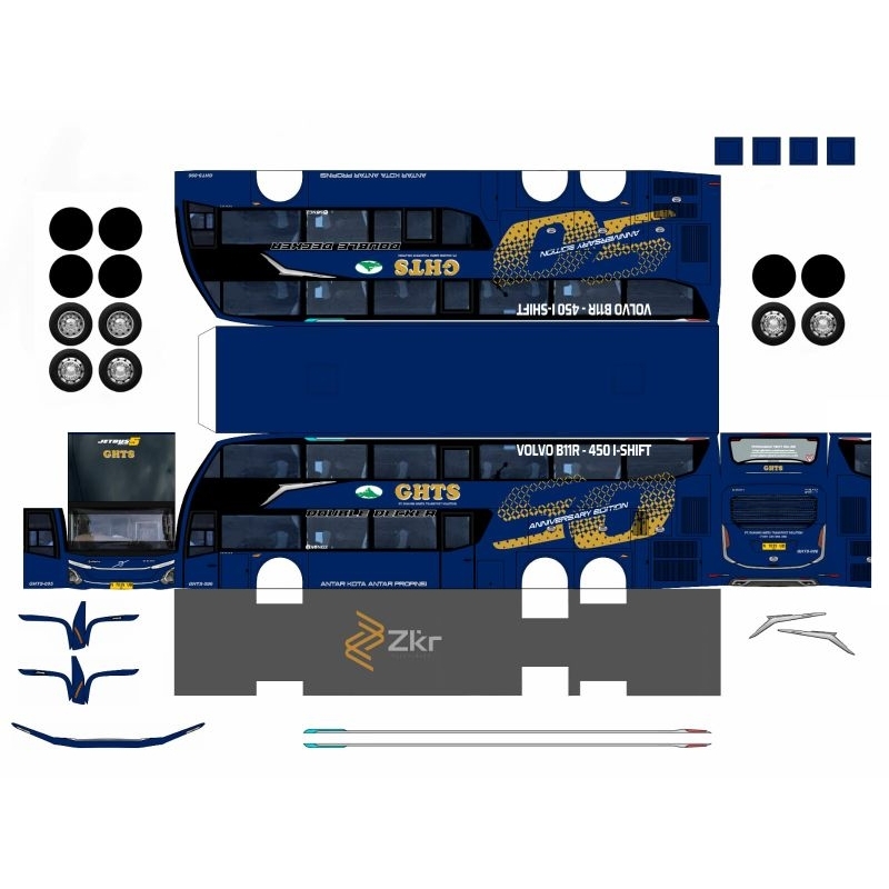 Jual Lembaran Pola Papercraft Bus skala 50 Tuan muda nafit trans putra ...