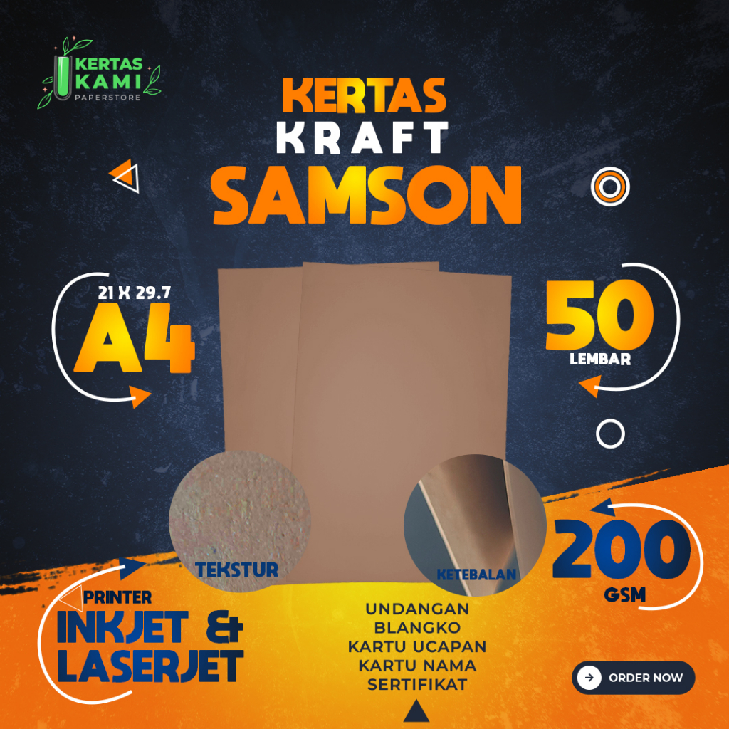 Jual Kertas Kraft Samson 200 gsm A4 isi 50 lembar - Kertas Tebal HVS ...