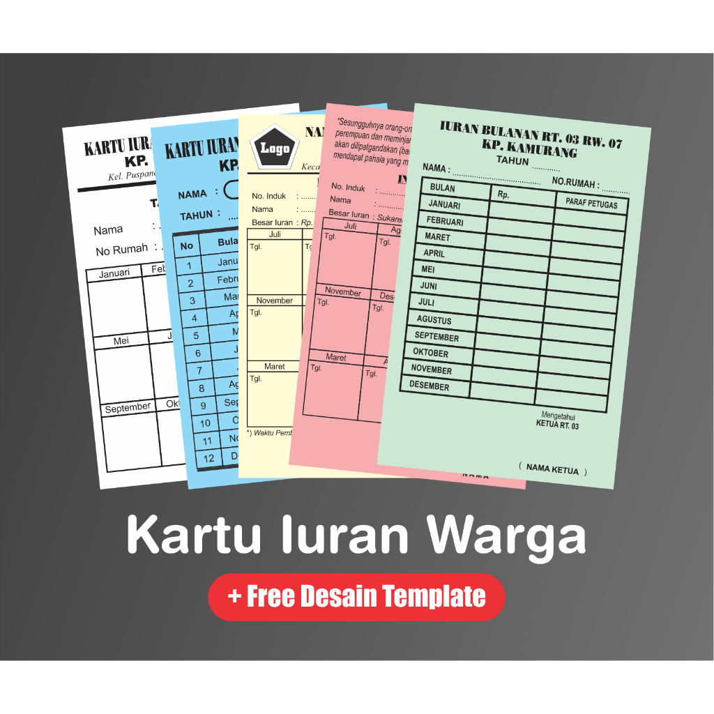 Jual Kartu iuran bulanan RT/RW/DLL | Shopee Indonesia