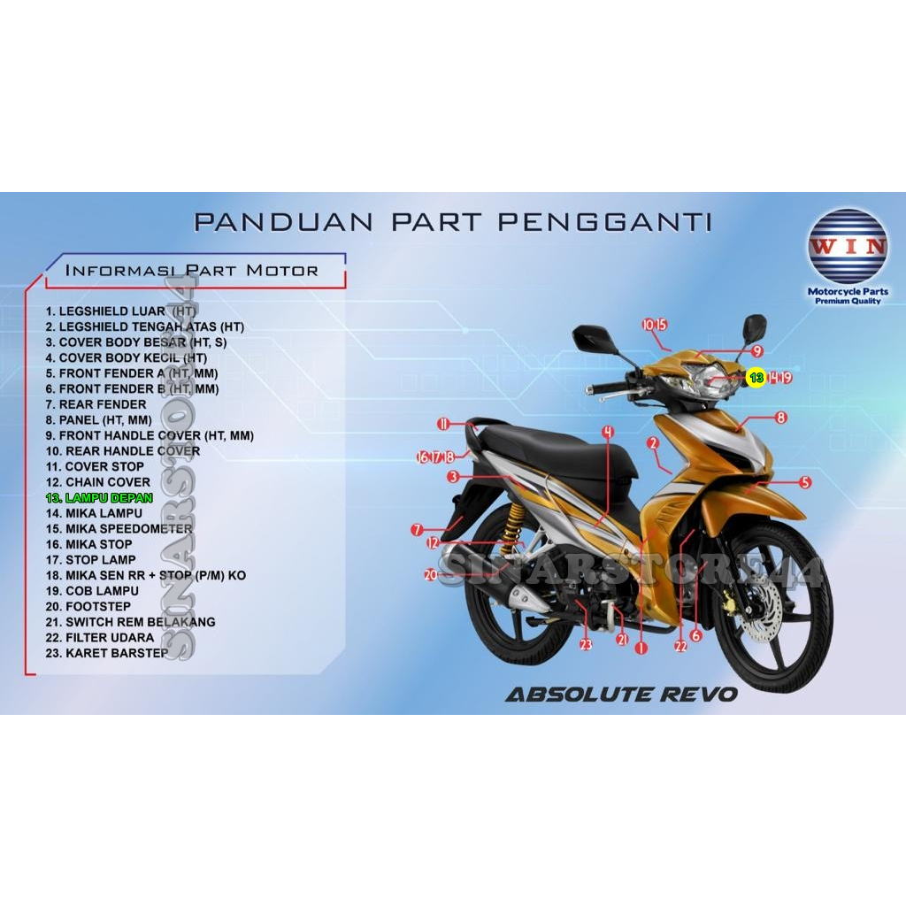 Jual Lampu Depan Absolute Revo 110 2009 2010 2011 2012 2013 | reflektor ...