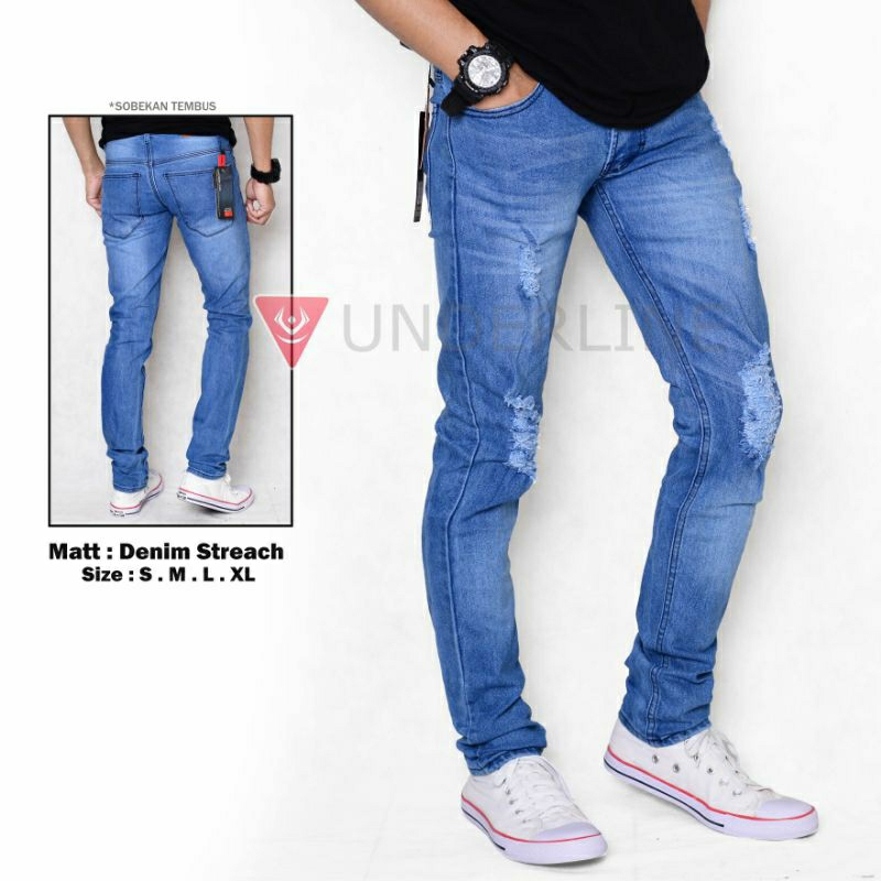 Jual CELANA PANJANG SOBEK SOBEK/CELANA JEANS ROBEK ROBEK | Shopee Indonesia