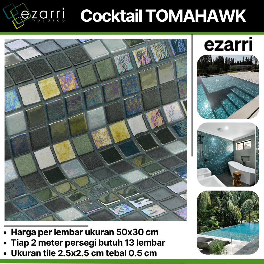 Jual Keramik Mozaik Kolam Renang Mosaic Mosaik Kaca Ezarri Tipe ...