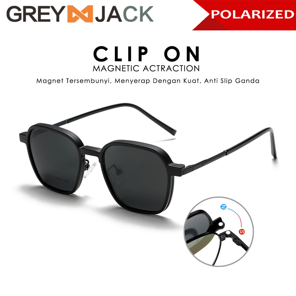 Jual Grey Jack Kacamata Clip On 4in1 Lens Polarized Night Drive Kotak Metal Ringan Multifungsi ...