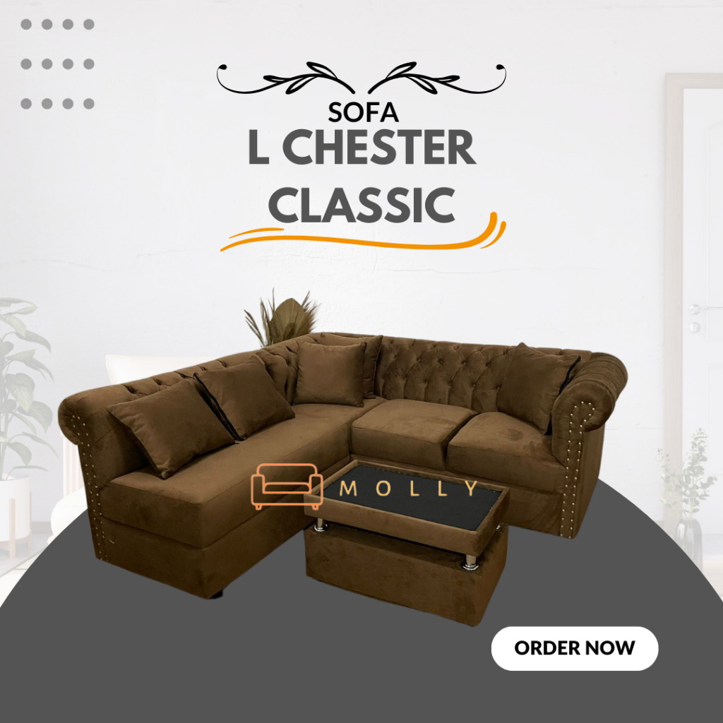 Jual SOFA L CHESTER CLASSIC / SOFA CUSTOM | Shopee Indonesia