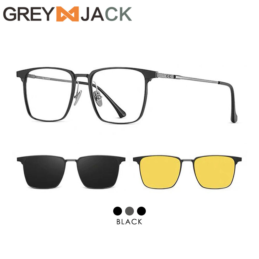 Jual Grey Jack Kacamata Clip On Titanium 3in1 Free Lens Polarized Night Drive Model Kotak Ringan ...