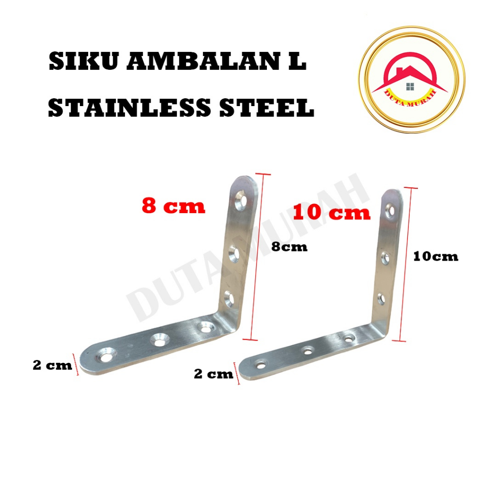 Jual Bracket Siku Ambalan /Siku Ambalan L Stainless 8cm x 8cm & 10cm x ...