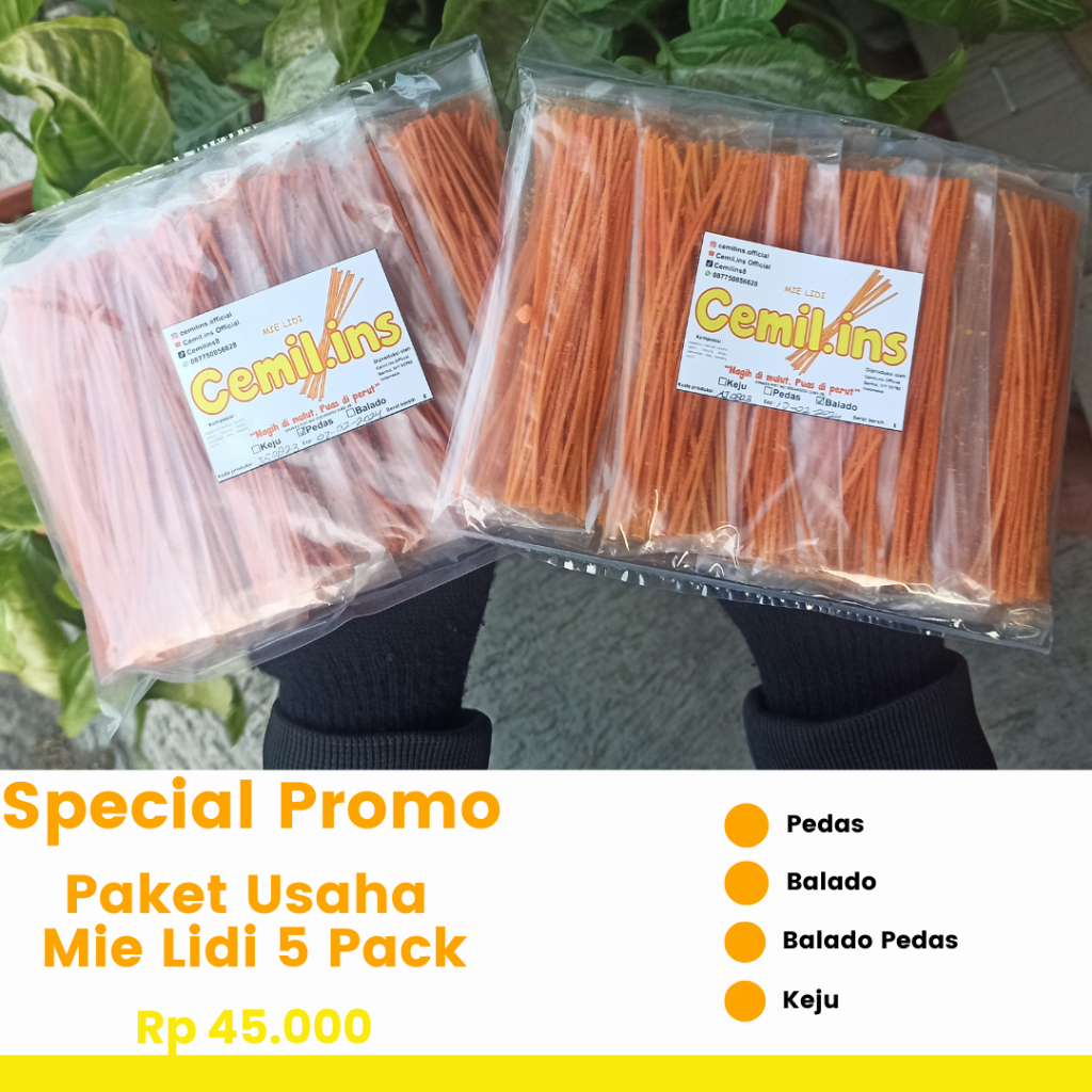 Jual PAKET USAHA 5 PACK CEMILAN MIE LIDI/BITING MURAH | Shopee Indonesia