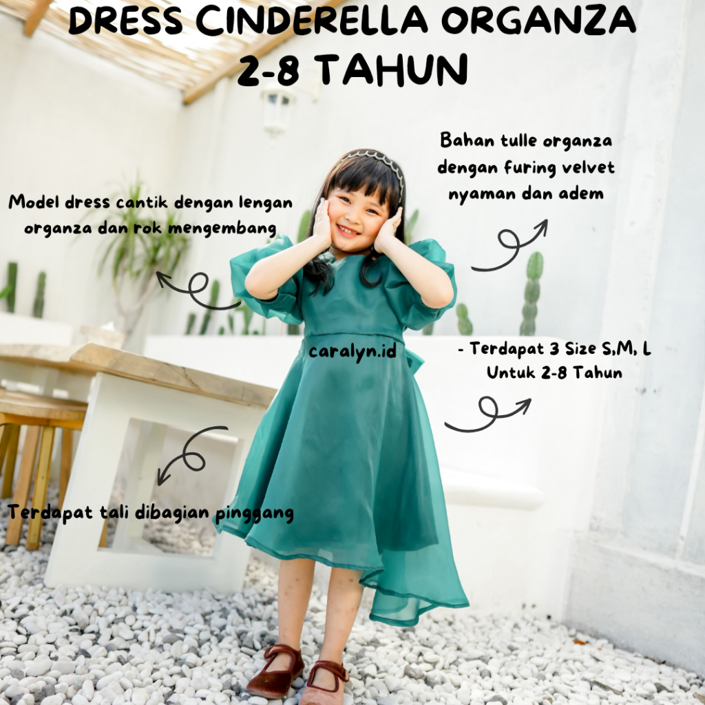 Jual DRESS ANAK ORGANZA DRESS CINDERELLA DRESS ANAK KOREAN STYLE ...