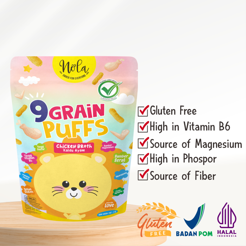 Jual Nola 9 Grain Puffs Gluten Free Snack Camilan Bayi 25gram | Shopee ...