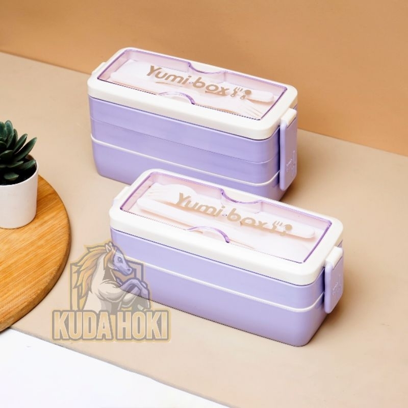 Jual Lunchbox 2 dan 3 Susun Kotak Makan 2 3 Tingkat Yumi Lunch Box Free ...