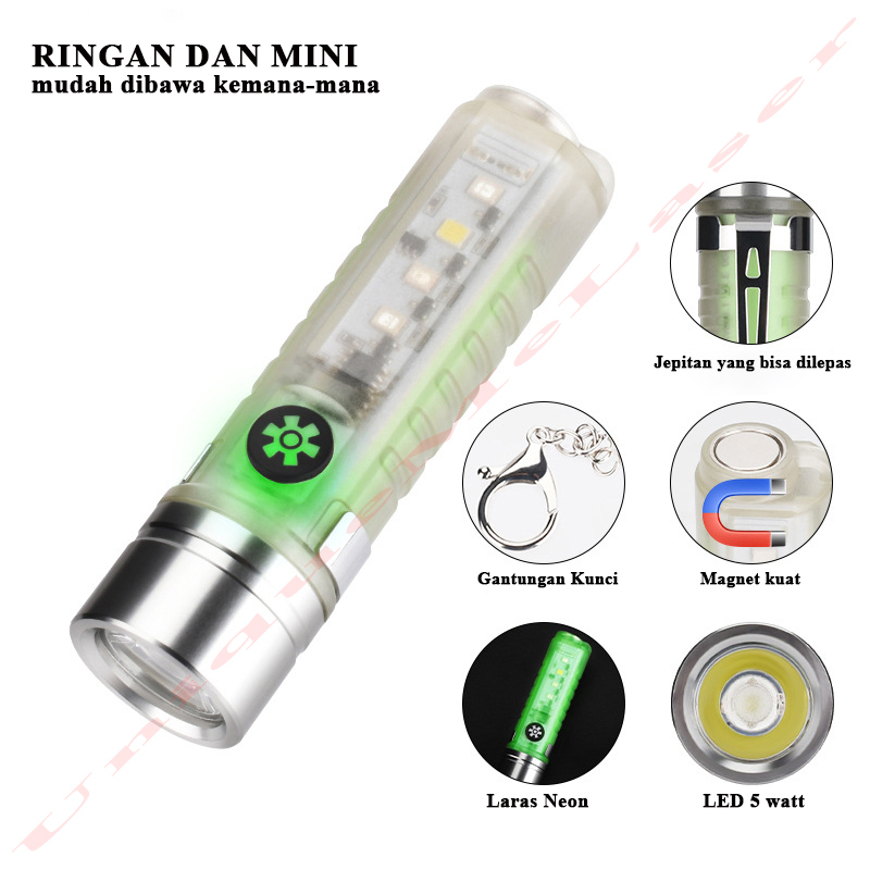 Jual Senter Saku Magnet kecil Zoom in out Super terang multifungsi ...