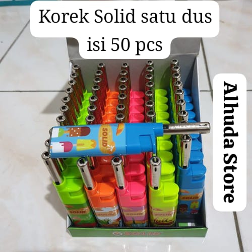 Jual Korek Api Gas SOLID Mini Satu Dus Isi 50 pcs | Shopee Indonesia