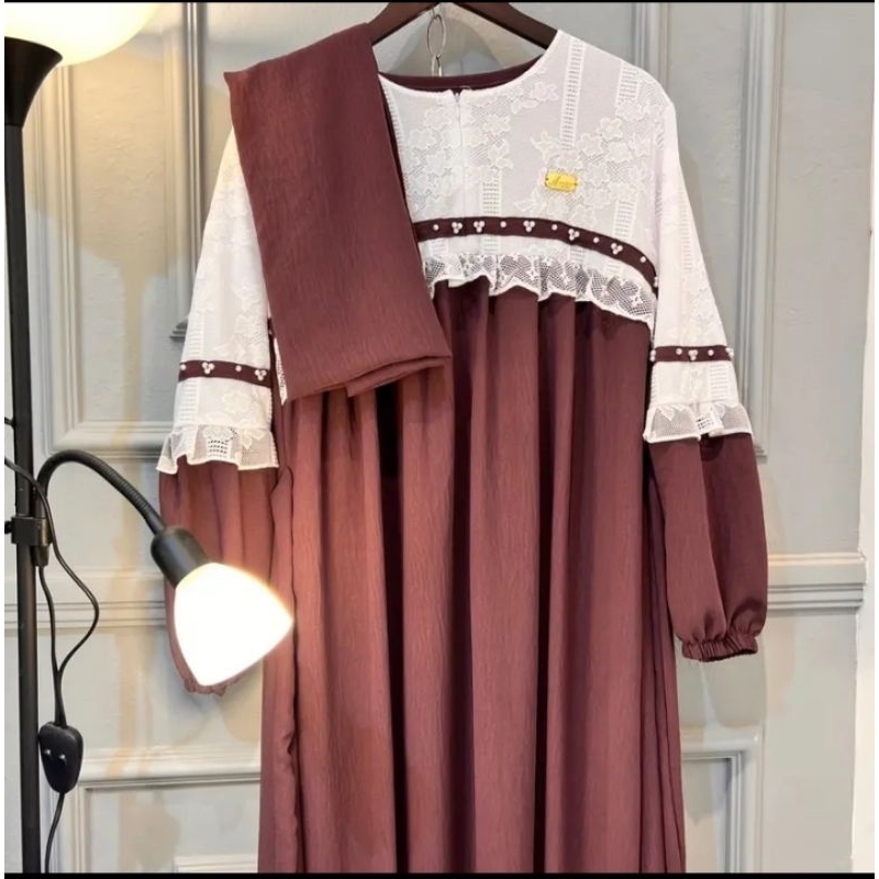 Jual GAMIS SHELIYA Set Hijab Gamis Crinkle Mix Brukat Terbaru Gamis ...