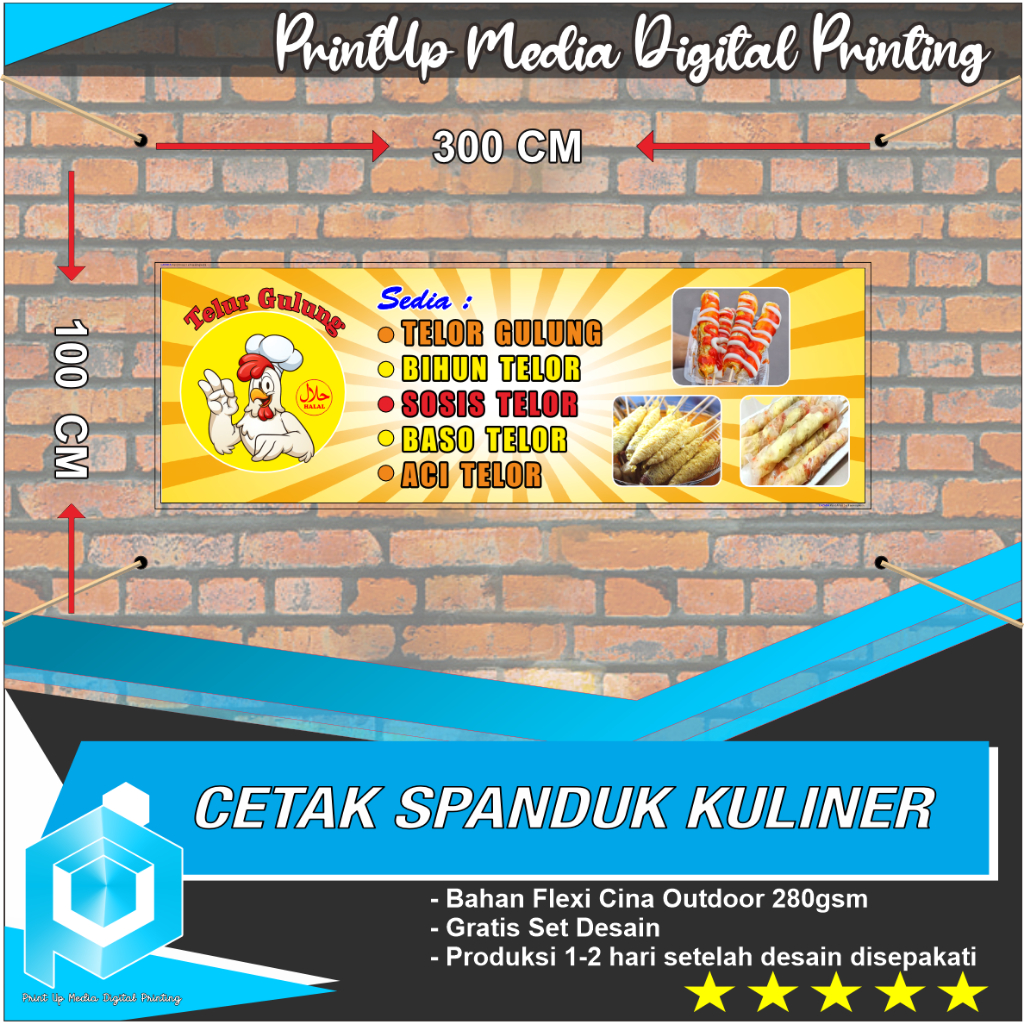 Jual CETAK SPANDUK BANNER KULINER TELUR GULUNG FREE DESAIN CUSTOM ...