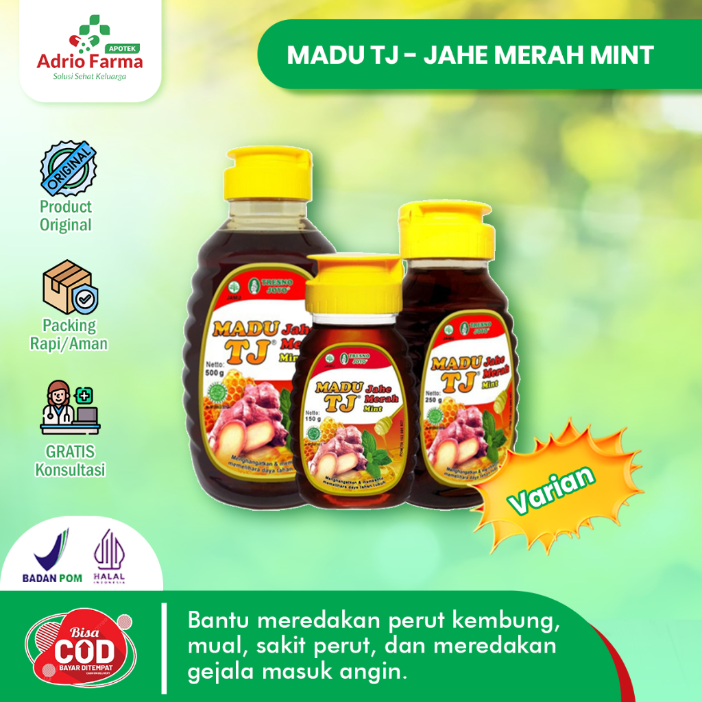 Jual Madu TJ - JAHE MERAH MINT Botol @ 150g / 250g / 500g - Madu Untuk ...