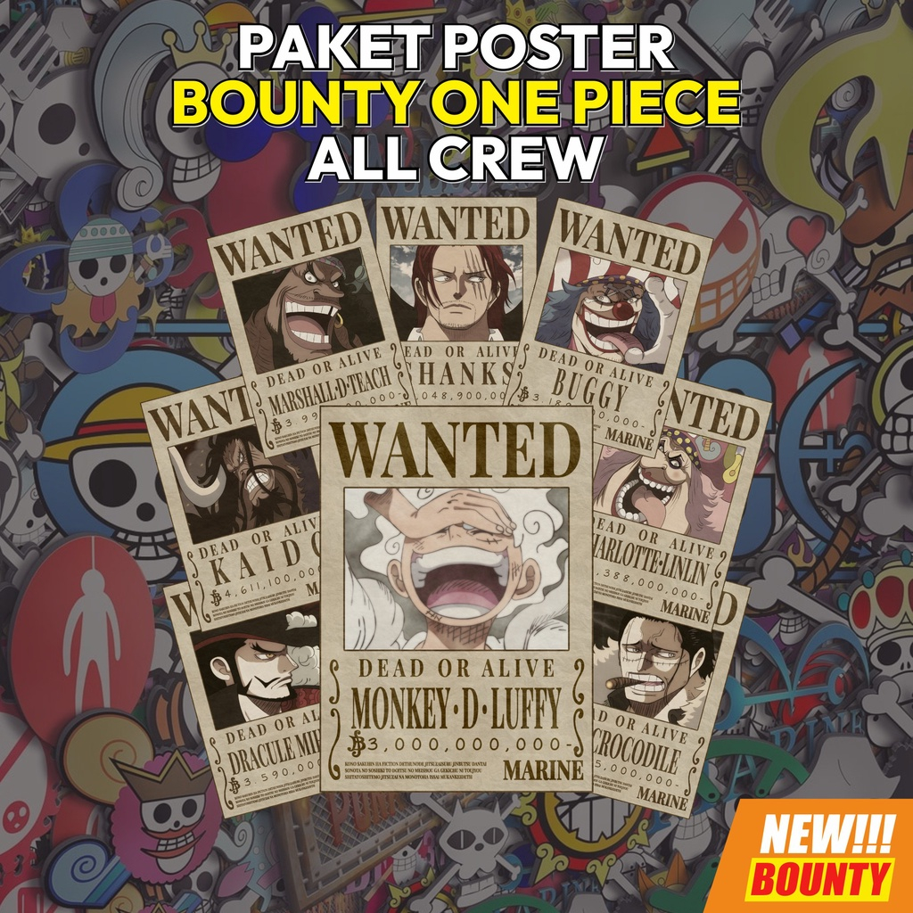 Jual Poster Bounty One Piece Terbaru Poster Wanted Paket Komplit SHP ...