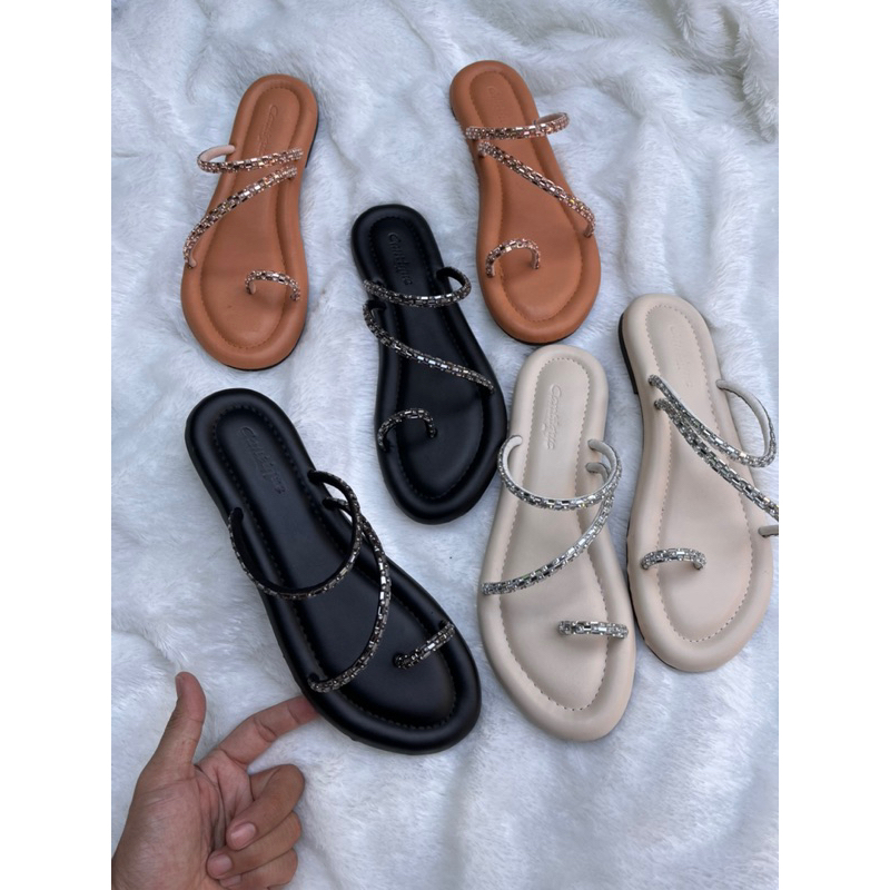 Jual YONGYOHANA Claude Sandal Teplek Wanita Tali Gliter Jelly Blings ...